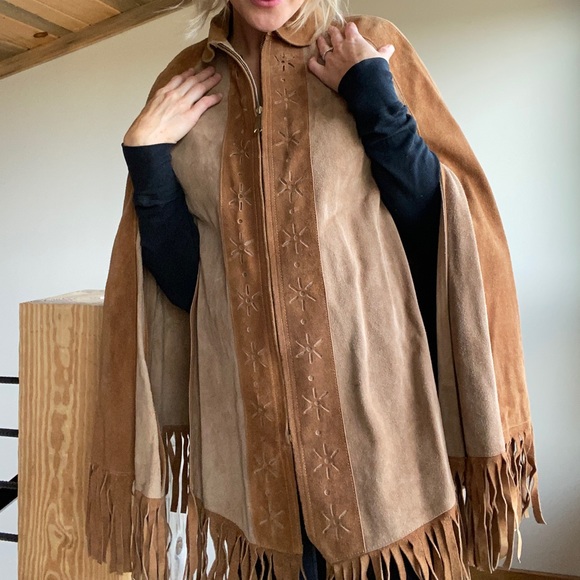 Vintage | Jackets & Coats | Vintage Leather Poncho | Poshmark